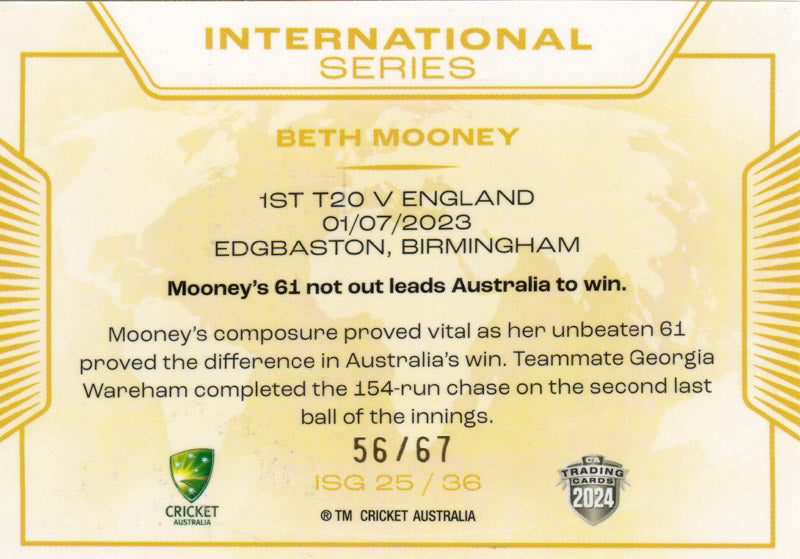 2024-25 Cricket Traders - International Series Gold - ISG 25 - Beth Mo – Dave and Jazzy's ...