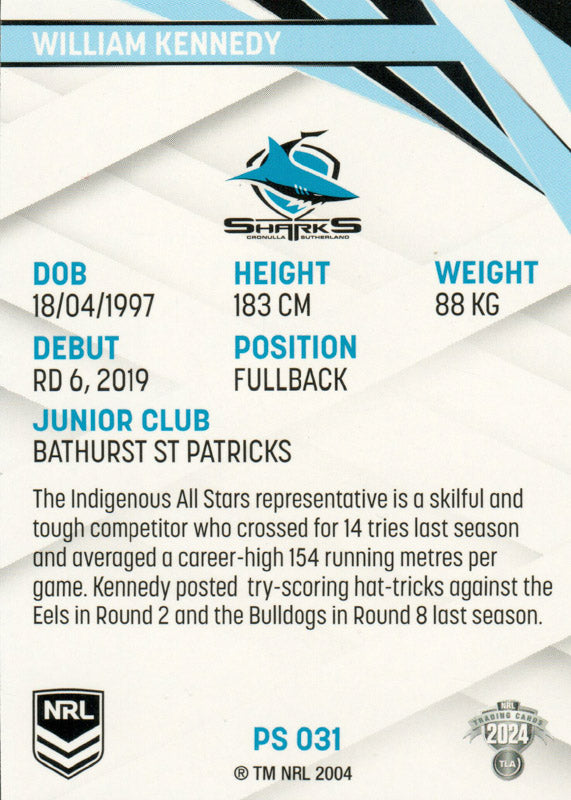 2024 NRL Traders - Pearl Silver - PS 031 - William Kennedy - Cronulla- – Dave and Jazzy's ...