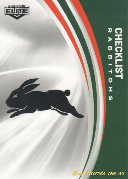 2024 NRL Elite - Common - 109 - Rabbitohs Checklist - South Sydney Rab ...