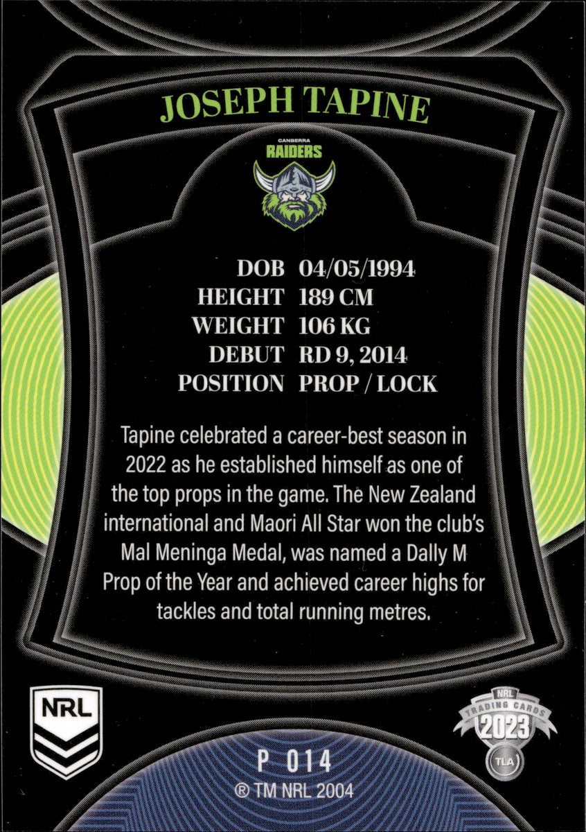 2023 NRL Elite Silver Special - P014 - Joseph Tapine - Canberra Raider ...