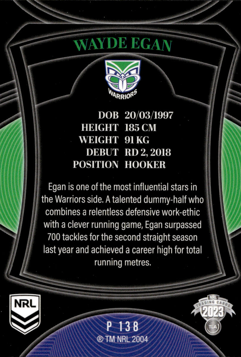 2023 NRL Elite Silver Special - P138 - Wayde Egan - New Zealand Warrio ...