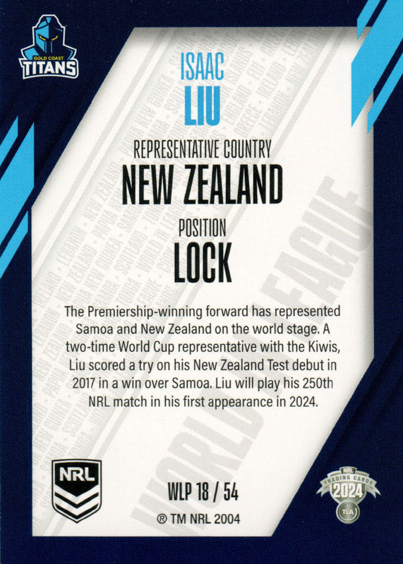 2024 NRL Traders - World In League Parallel - WLP 18 - Isaac Liu - Gol ...