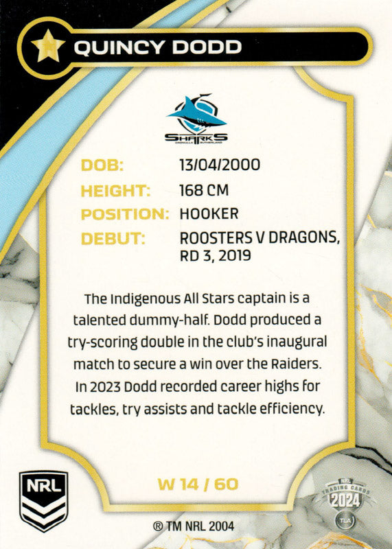 2024 NRL Traders - NRL Women - W 14 - Quincy Dodd - Cronulla-Sutherlan ...