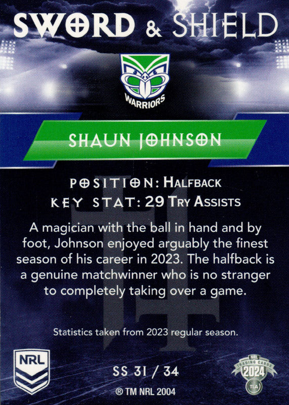 2024 NRL Traders - Sword & Shield - SS 31 - Shaun Johnson - New Zealan ...