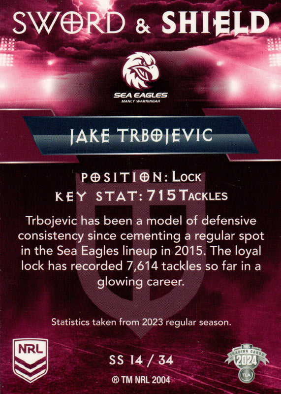 2024 NRL Traders - Sword & Shield - SS 14 - Jake Trbojevic - Manly-War ...