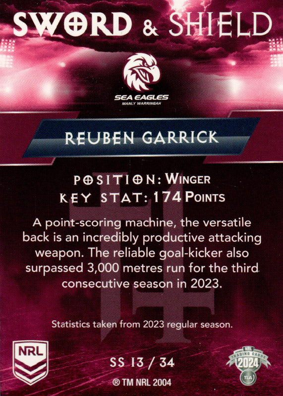 2024 NRL Traders - Sword & Shield - SS 13 - Reuben Garrick - Manly-War ...