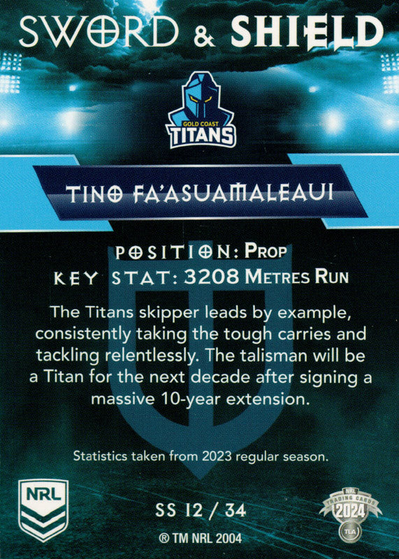 2024 NRL Traders - Sword & Shield - SS 12 - Tino Fa’Asuamaleaui - Gold ...