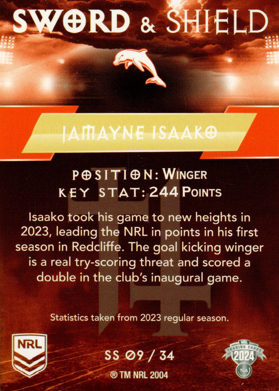 2024 NRL Traders - Sword & Shield - SS 09 - Jamayne Isaako - Dolphins ...