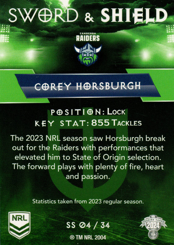 2024 NRL Traders - Sword & Shield - SS 04 - Corey Horsburgh - Canberra ...