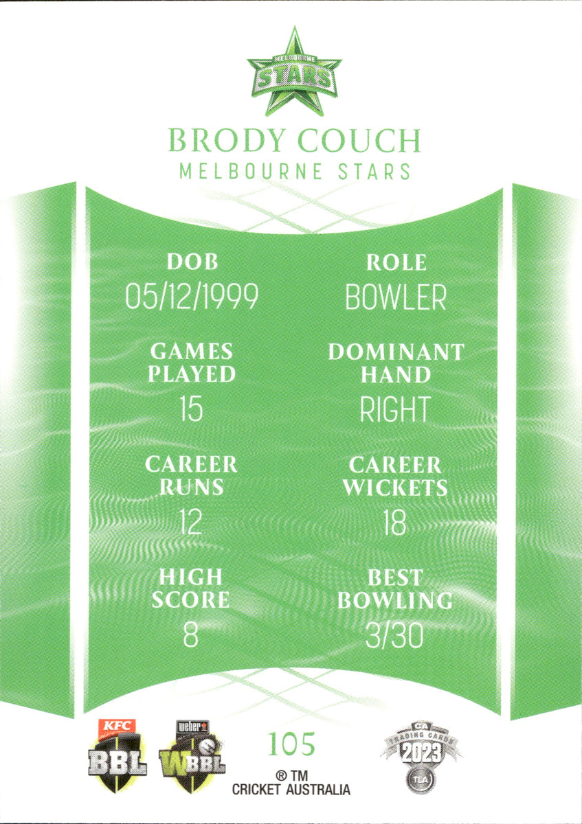 2023-24 Cricket Luxe Common - 105 - Brody Couch - Melbourne Stars ...