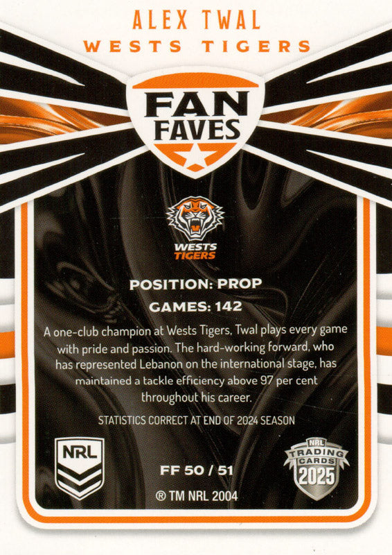 2025 NRL Traders - Fan Faves - FF 50 - Alex Twal - Wests Tigers – Dave ...