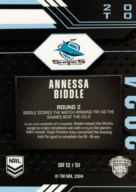 2025 NRL Traders - Season To Remember - SR 12 - Annessa Biddle - Cronu ...
