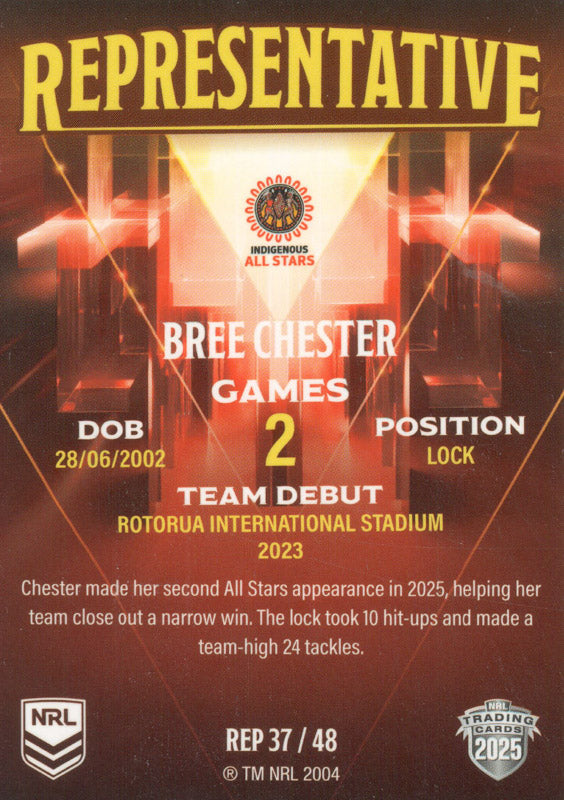 2025 NRL Elite - The Representatives - REP 37 - Bree Chester - Indigen ...