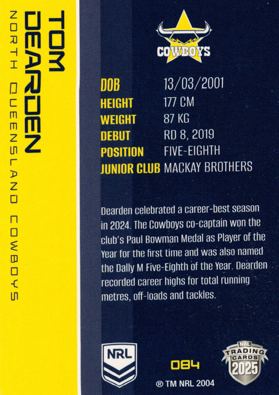 2025 NRL Traders - Common - 084 - Tom Dearden - North Queensland Cowbo ...