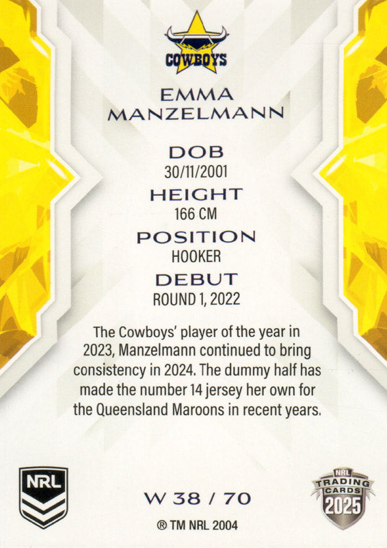 2025 NRL Traders - NRL Women - W 38 - Emma Manzelmann - North Queensla ...