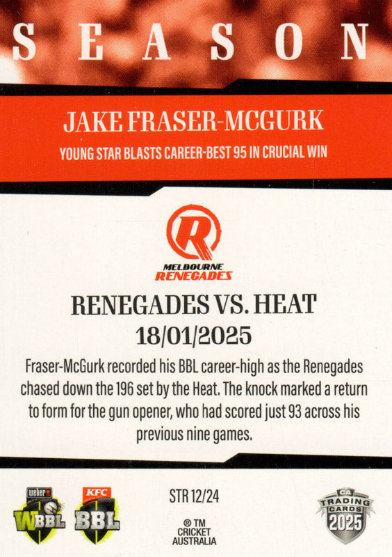 2025-26 Cricket Traders - Season To Remember - STR 12 - Jake Fraser-Mc ...