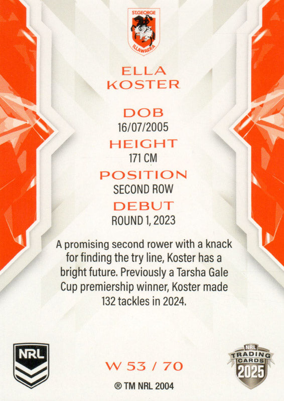 2025 NRL Traders - NRL Women - W 53 - Ella Koster - St. George-Illawar ...