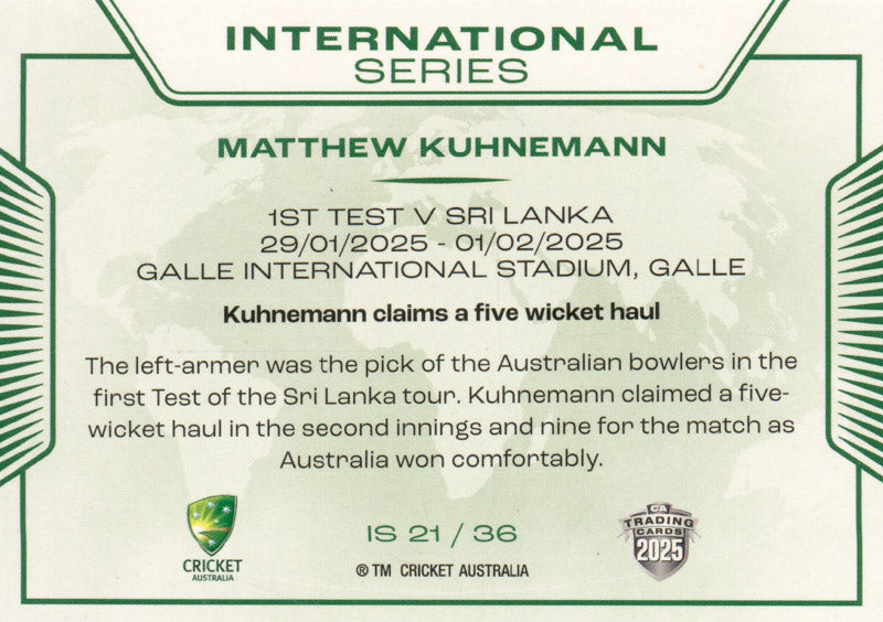 2025-26 Cricket Traders - International Series - IS 21 - Matthew Kuhne ...