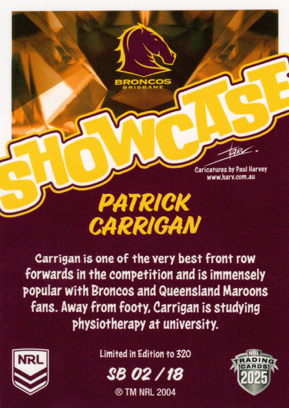2025 NRL Traders - Showcase Bronze - SB 02 - Patrick Carrigan - Brisba ...
