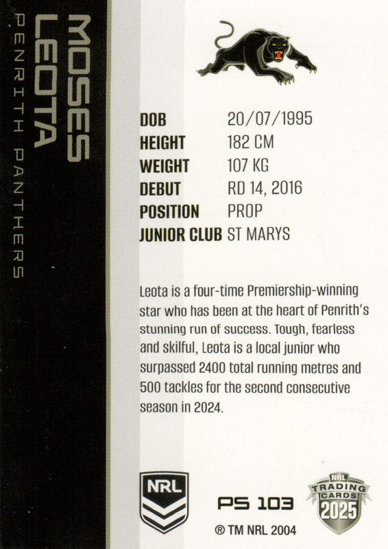 2025 NRL Traders - Parallel - P 103 - Moses Leota - Penrith Panthers ...