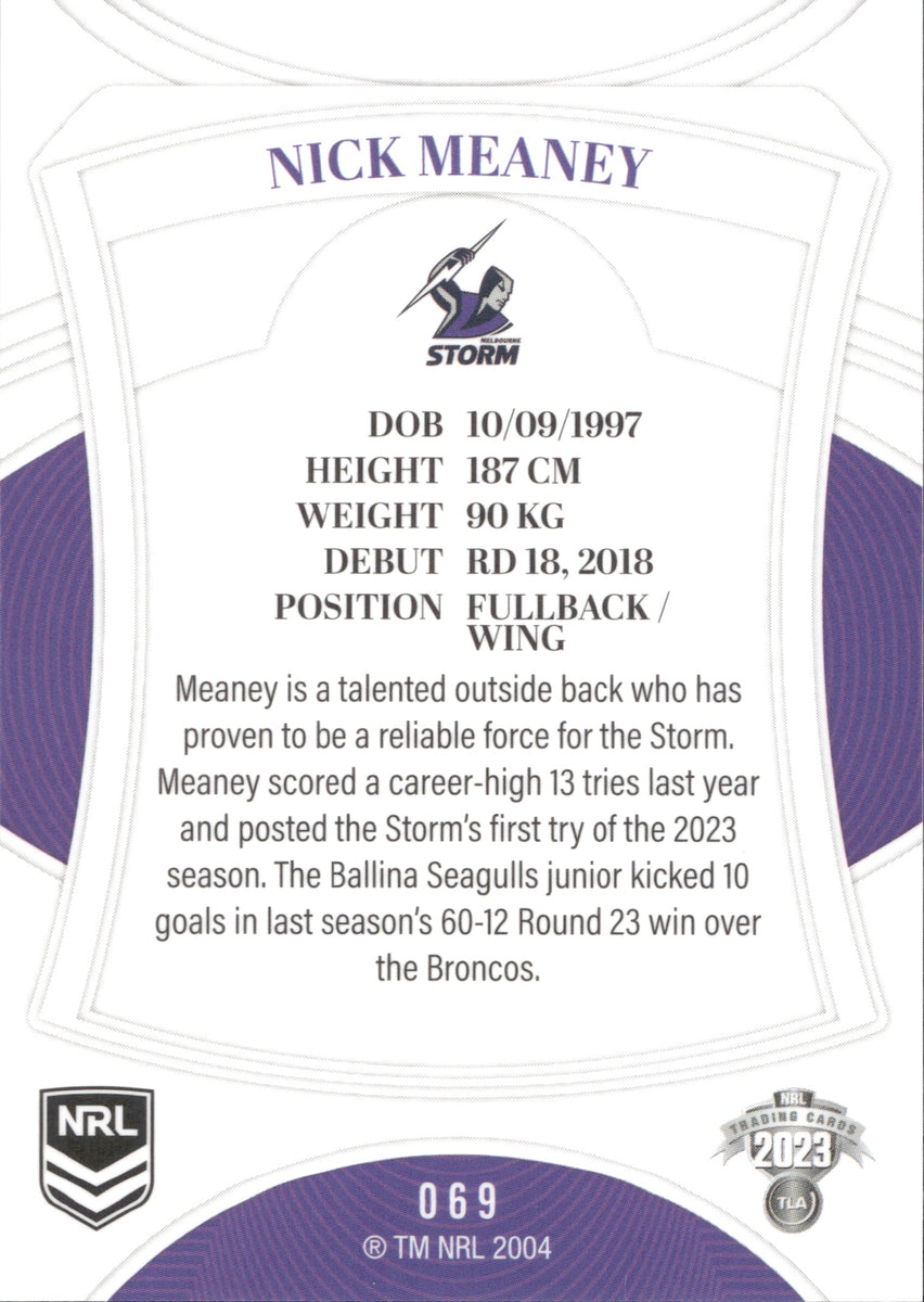 2023 NRL Elite Common Card - 069 - Nick Meaney - Melbourne Storm – Dave ...