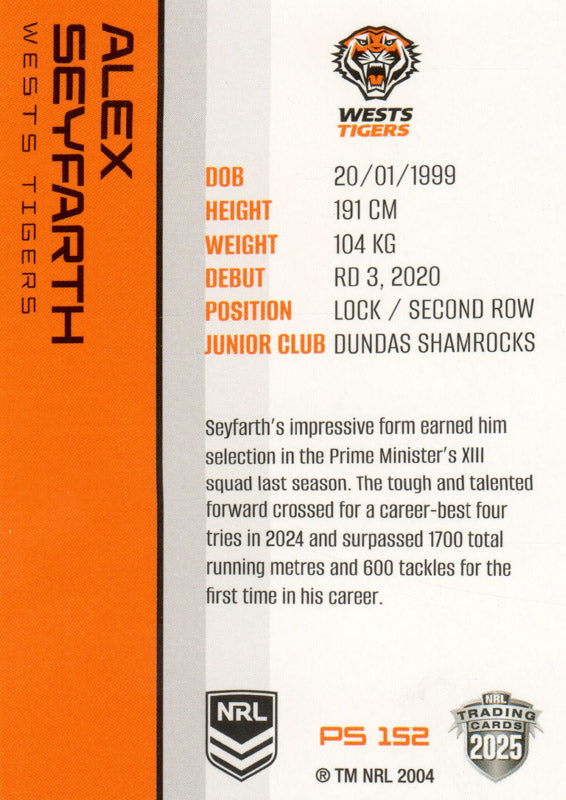 2025 NRL Traders - Parallel - P 152 - Alex Seyfarth - Wests Tigers ...