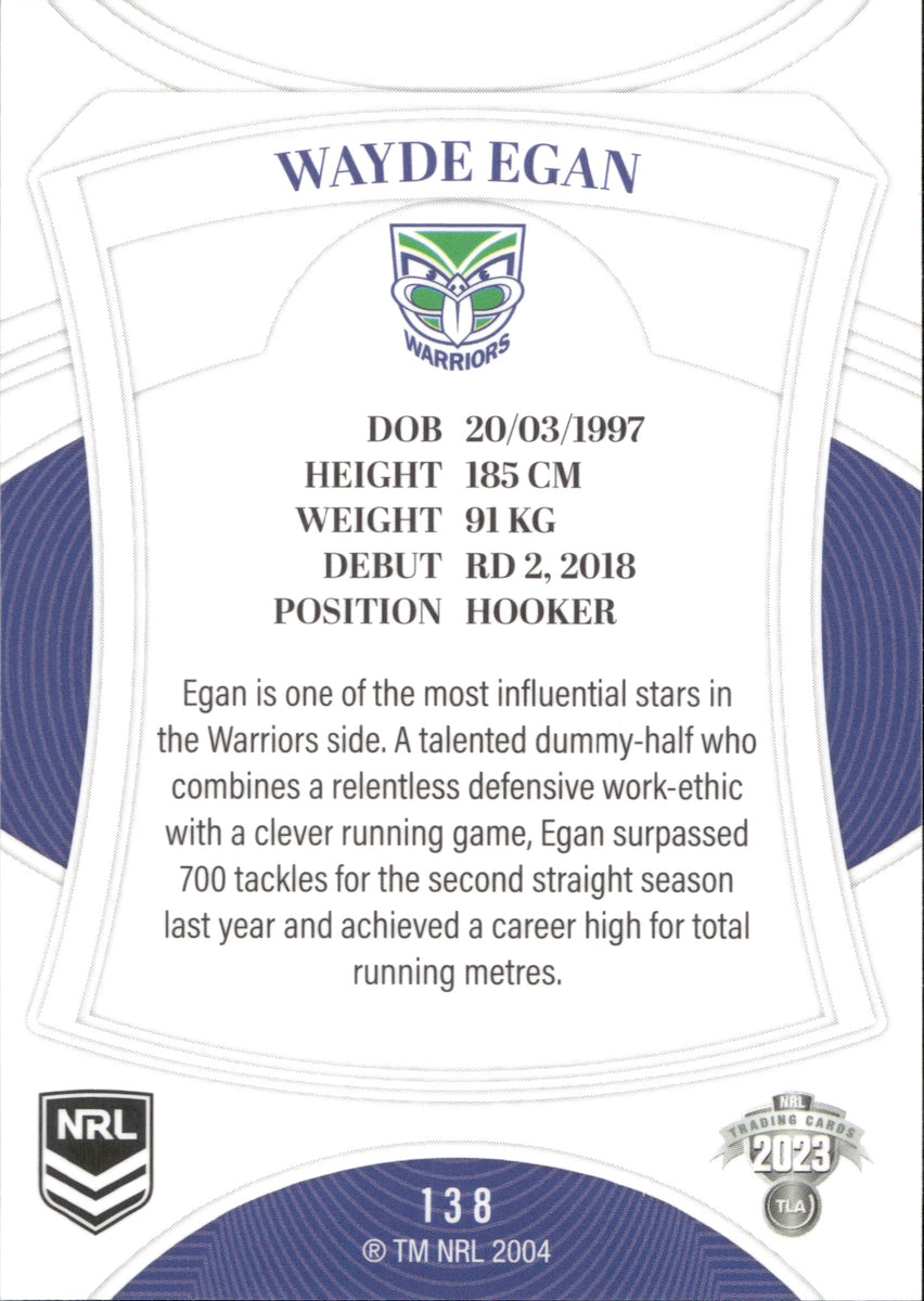 2023 NRL Elite Common Card - 138 - Wayde Egan - New Zealand Warriors ...