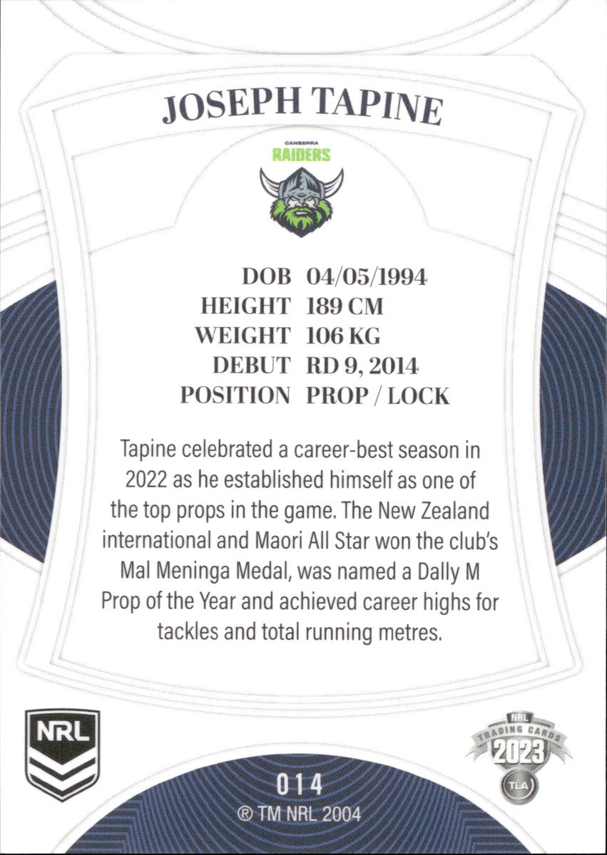2023 NRL Elite Common Card - 014 - Joseph Tapine - Canberra Raiders ...