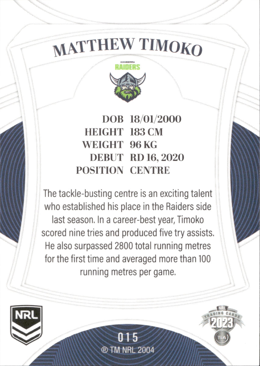 2023 NRL Elite Common Card - 015 - Matthew Timoko - Canberra Raiders ...