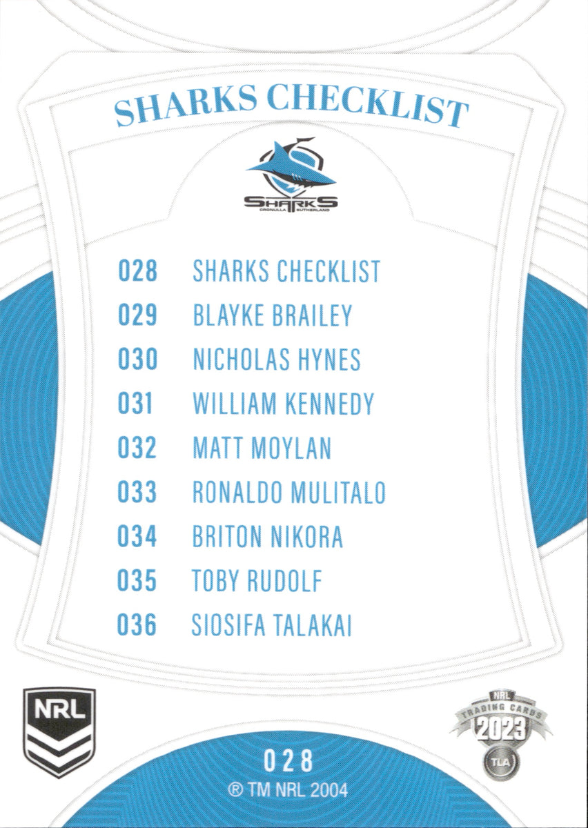 2023 NRL Elite Common Card - 028 - Cronulla-Sutherland Sharks Checklis ...