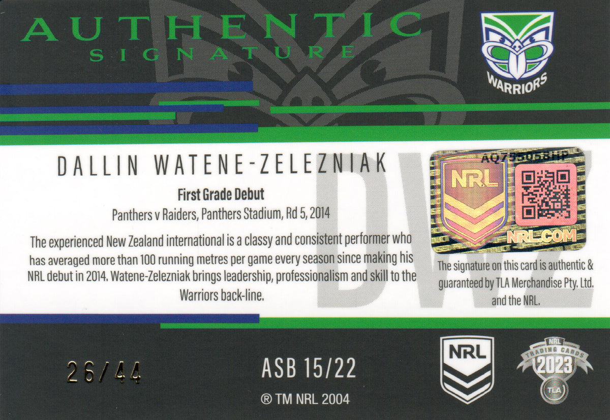 2023 NRL Titanium Authentics Signature Black - ASB 15 - Dallin Watene ...