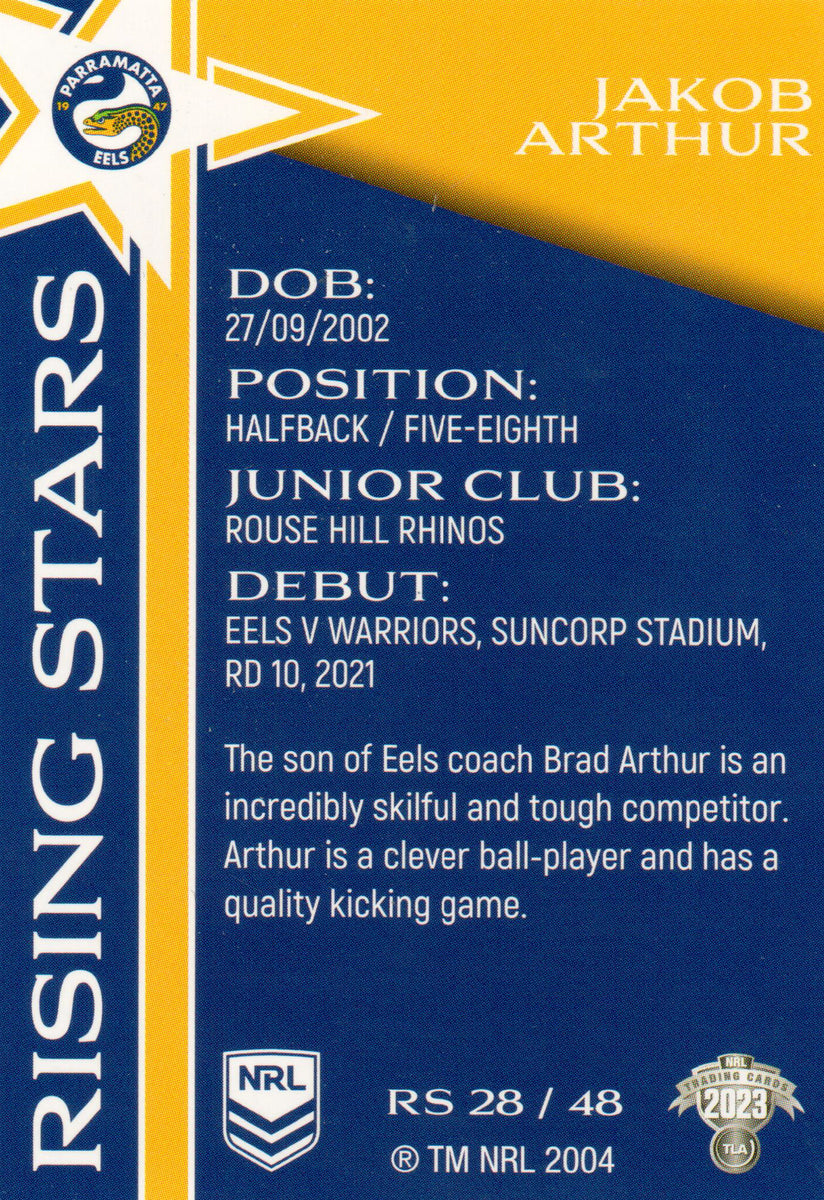 2023 NRL Titanium Rising Stars - RS 28 - Jakob Arthur - Parramatta Eel ...