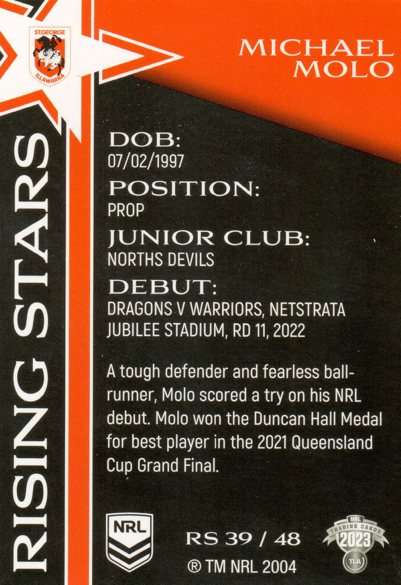 2023 NRL Titanium Rising Stars - RS 39 - Michael Molo - St. George-Ill ...