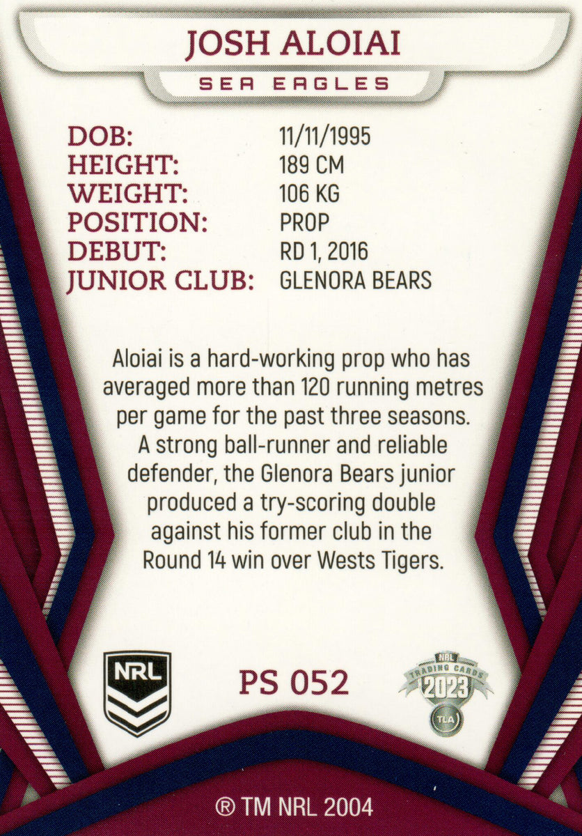 2023 NRL Titanium Pearl Silver - P052 - Josh Aloiai - Manly-Warringah ...