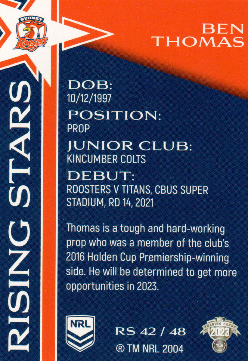 2023 NRL Titanium Rising Stars - RS 42 - Ben Thomas - Sydney Roosters ...