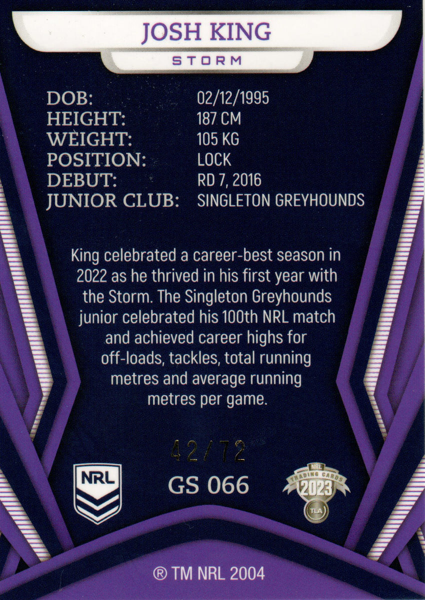2023 NRL Titanium Pearl Gold Special - GS 066 - Josh King - 42/72 ...