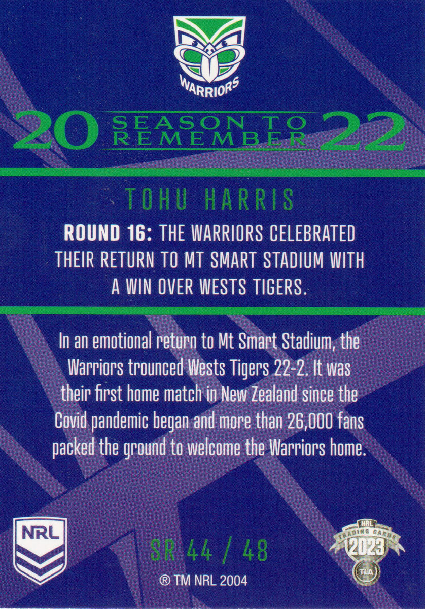 2023 NRL Titanium Season To Remember - STR 44 - Tohu Harris - New Zeal ...