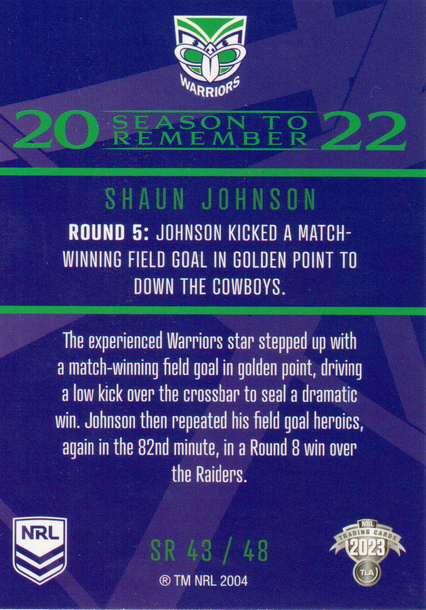2023 NRL Titanium Season To Remember - STR 43 - Shaun Johnson - New Ze ...