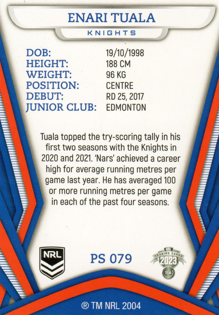 2023 NRL Titanium Pearl Silver - P079 - Enari Tuala - Newcastle Knight ...