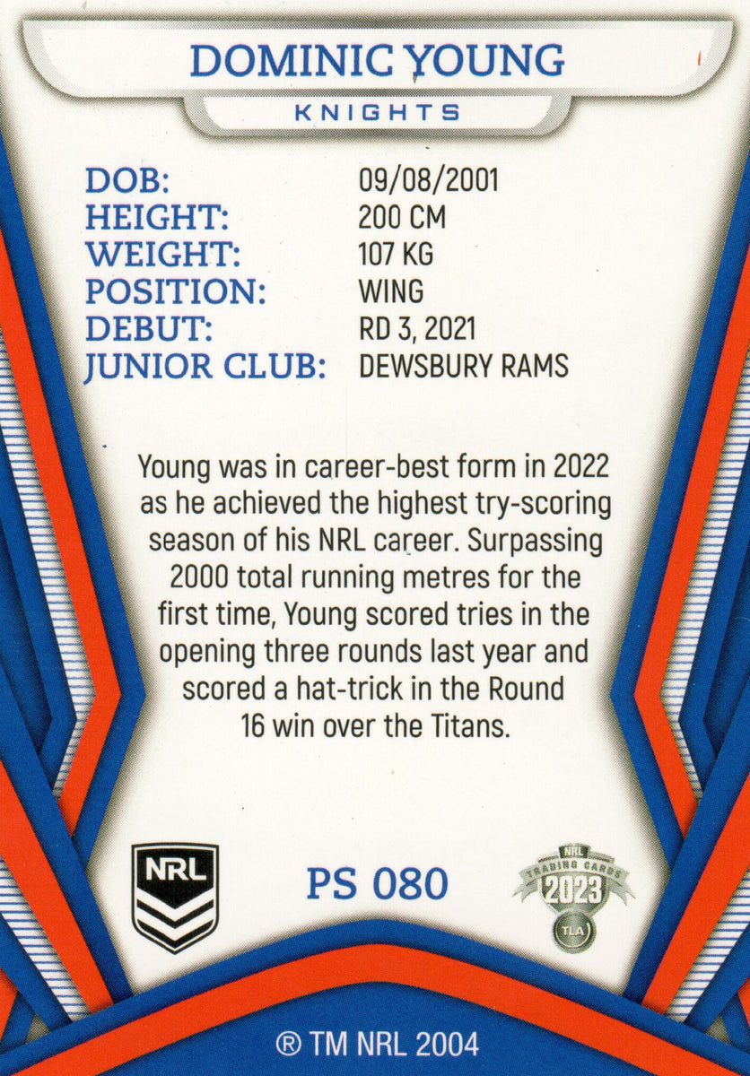 2023 NRL Titanium Pearl Silver - P080 - Dominic Young - Newcastle Knig ...
