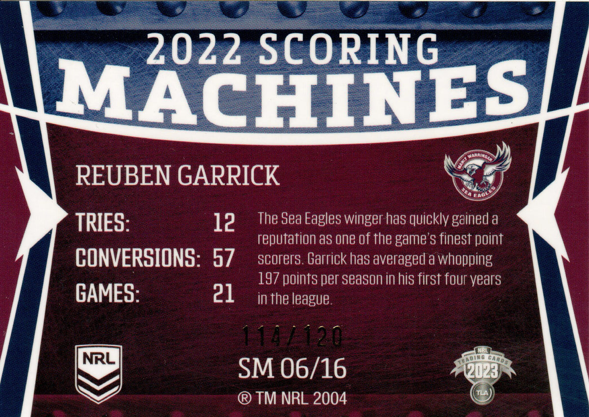 2023 NRL Titanium Scoring Machines - SM 6 - Ruben Garrick - Manly-Warr ...