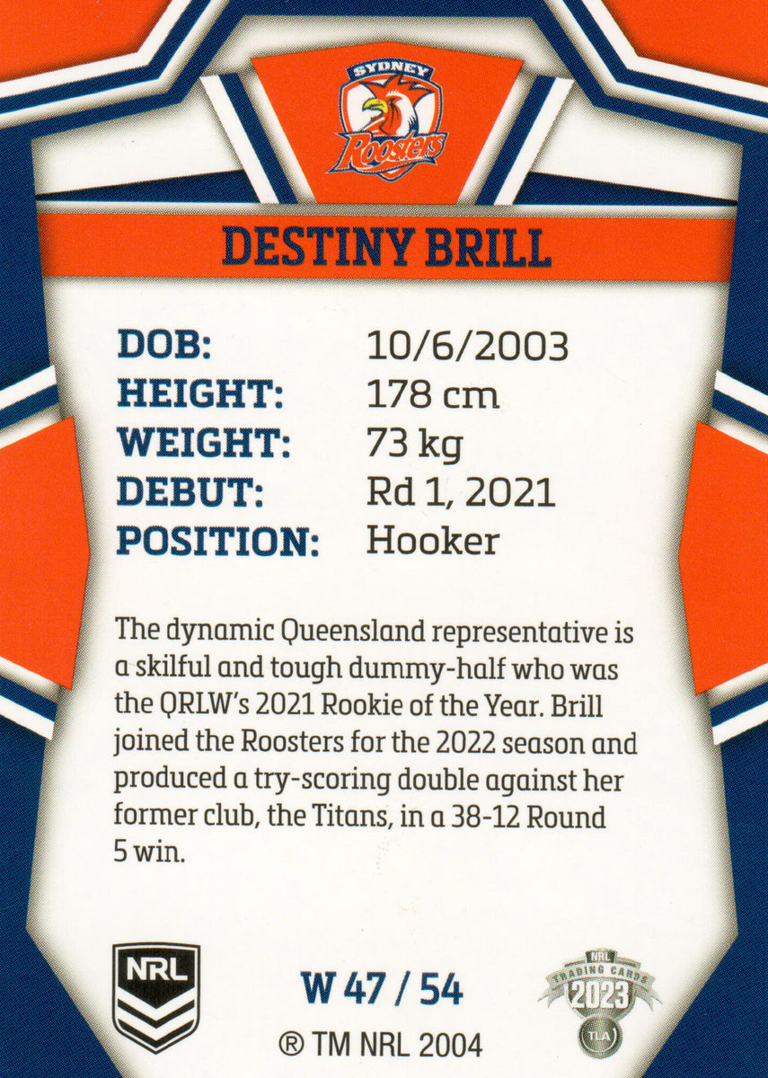 2023 NRL Titanium NRL Womens - W 47 - Destiny Brill - Sydney Roosters ...