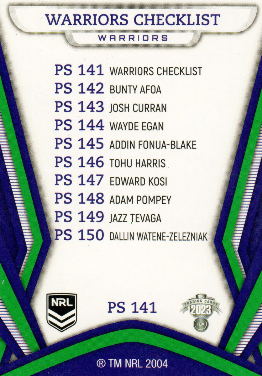 2023 NRL Titanium Pearl Silver - P141 - New Zealand Warriors Checklist ...