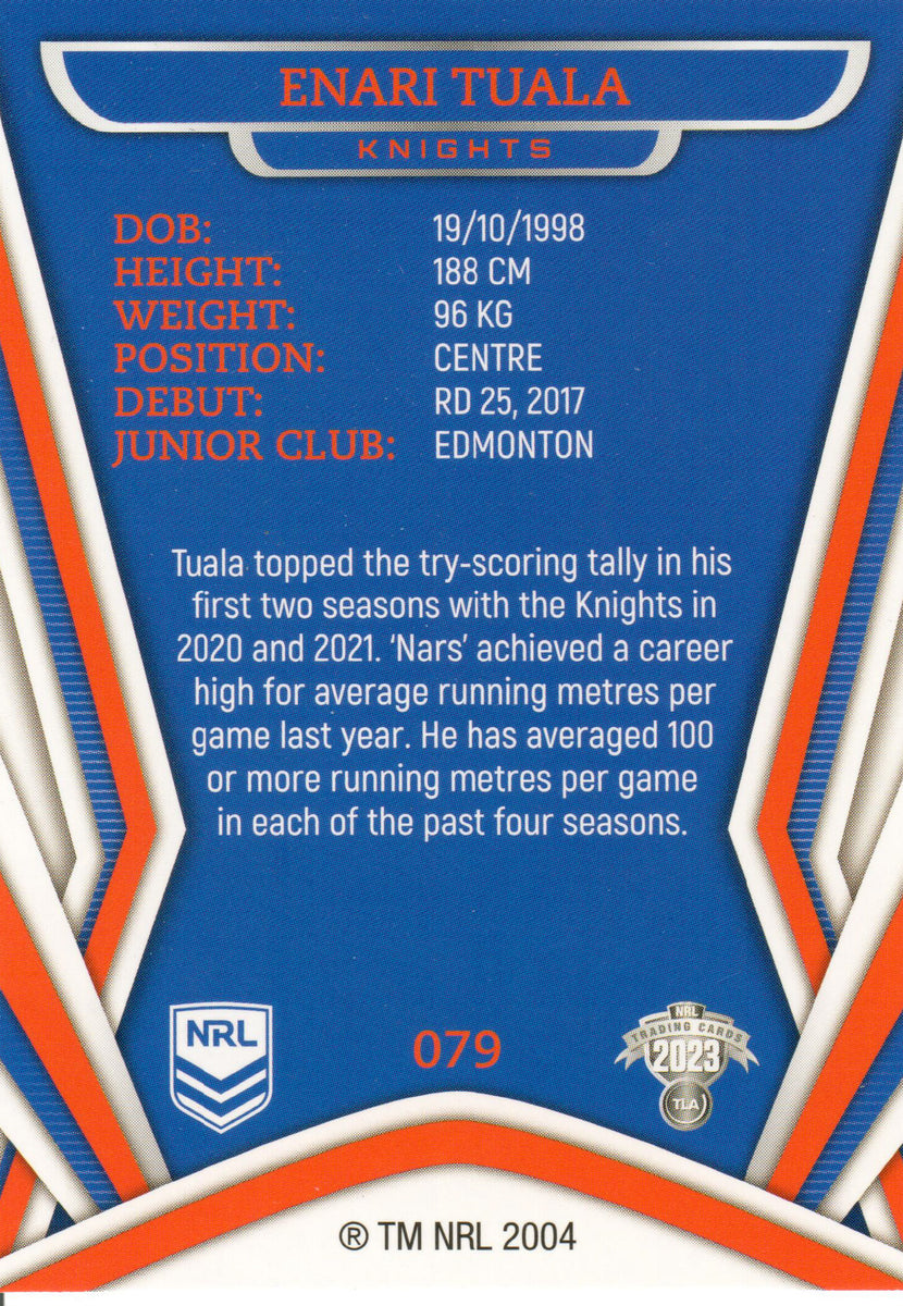 2023 NRL Titanium Common Card - 079 - Enari Tuala - Newcastle Knights ...