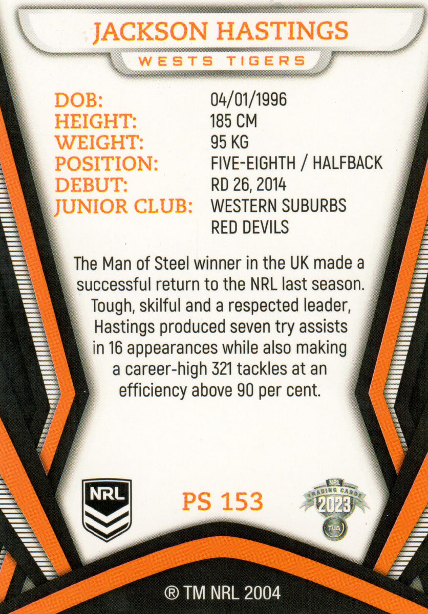 2023 NRL Titanium Pearl Silver - P153 - Jackson Hastings - Wests Tiger ...