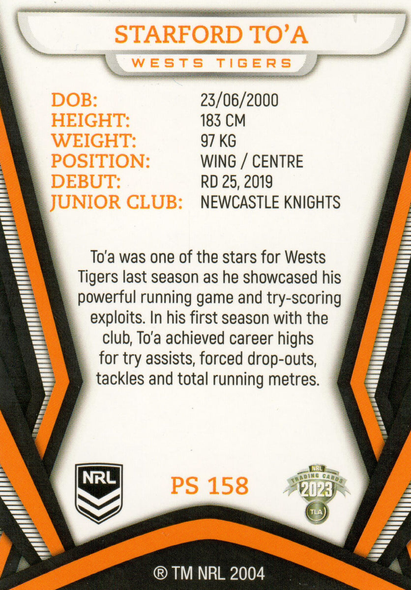 2023 NRL Titanium Pearl Silver - P158 - Starford To'a - Wests Tigers ...