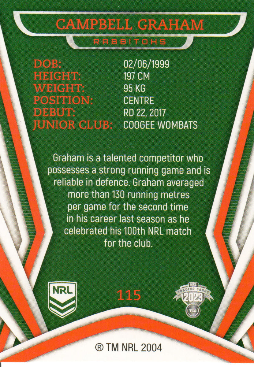 2023 NRL Titanium Common Card - 115 - Campbell Graham - South Sydney R ...