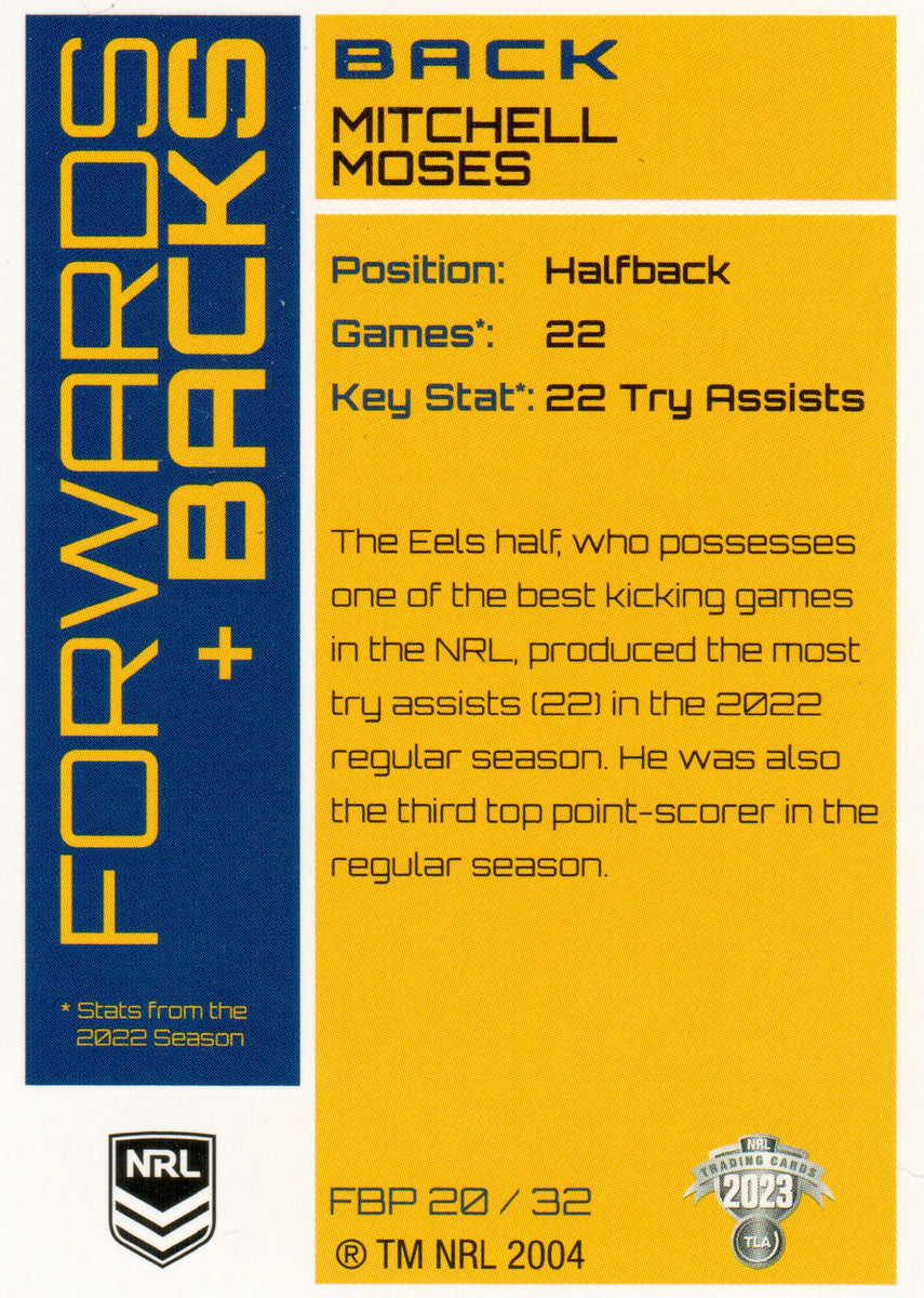 2023 NRL Titanium Forwards & Backs Parallels - FBP 20 - Mitchell Moses ...