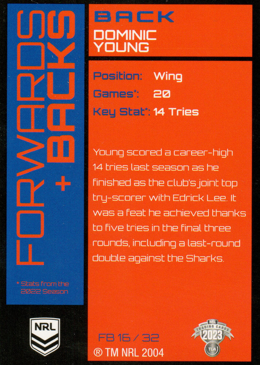 2023 NRL Titanium Forwards & Backs - FB 16 - Dominic Young - Newcastle ...